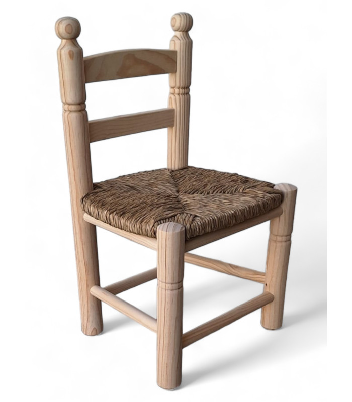 Sillas madera pino infantil|Sillas de enea y madera infantiles para niños.